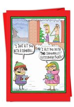 Ipad Snowball Fight Cartoon Christmas Paper Card