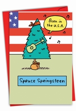Spruce Springsteen: Funny Christmas Greeting Card
