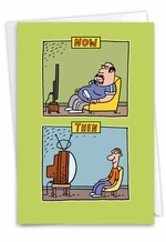 TV Now and Then: Humor Birthday Card
