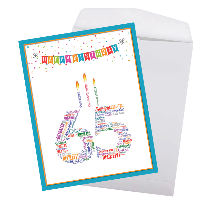 Word Cloud Milestones - 65: Humorous Milestone Birthday Extra Large ...