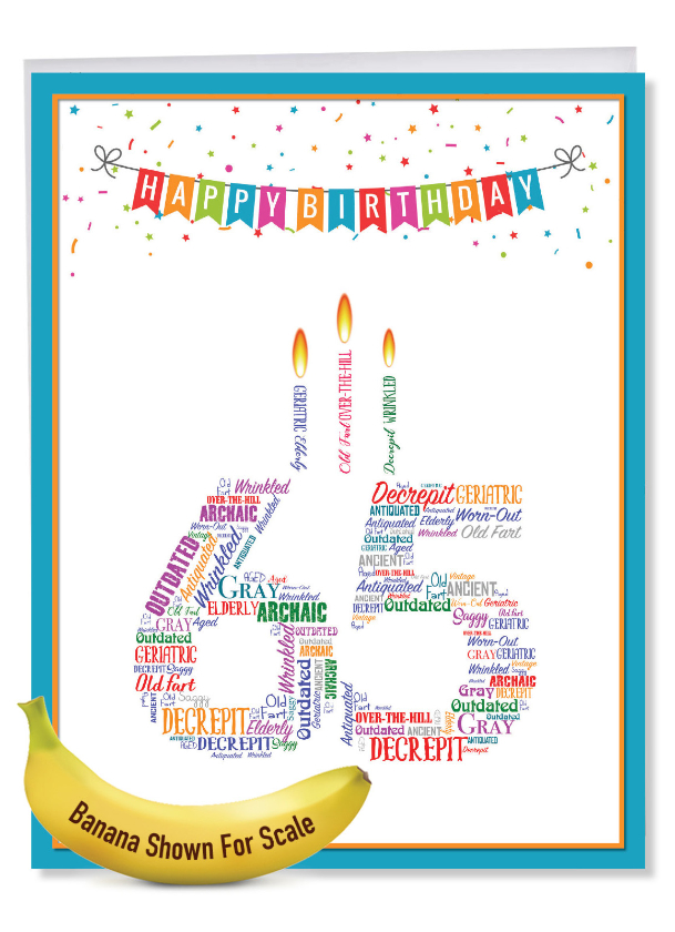 Word Cloud Milestones - 65: Humorous Milestone Birthday Extra Large ...