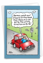 Wrong Way: Humor Birthday Card