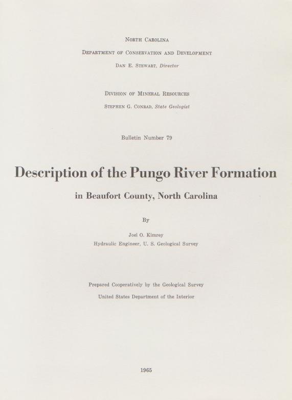 Description of the Pungo River Formation in BEAUFORT COUNTY, North ...