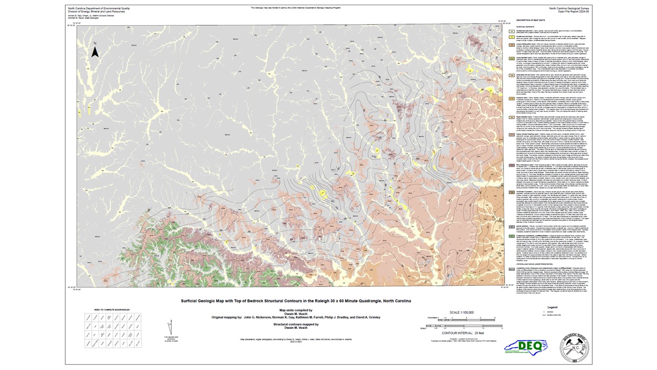 Surficial Geologic Map with Top of Bedrock Structural Contours in the RALEIGH 30 x 60 Minute ...