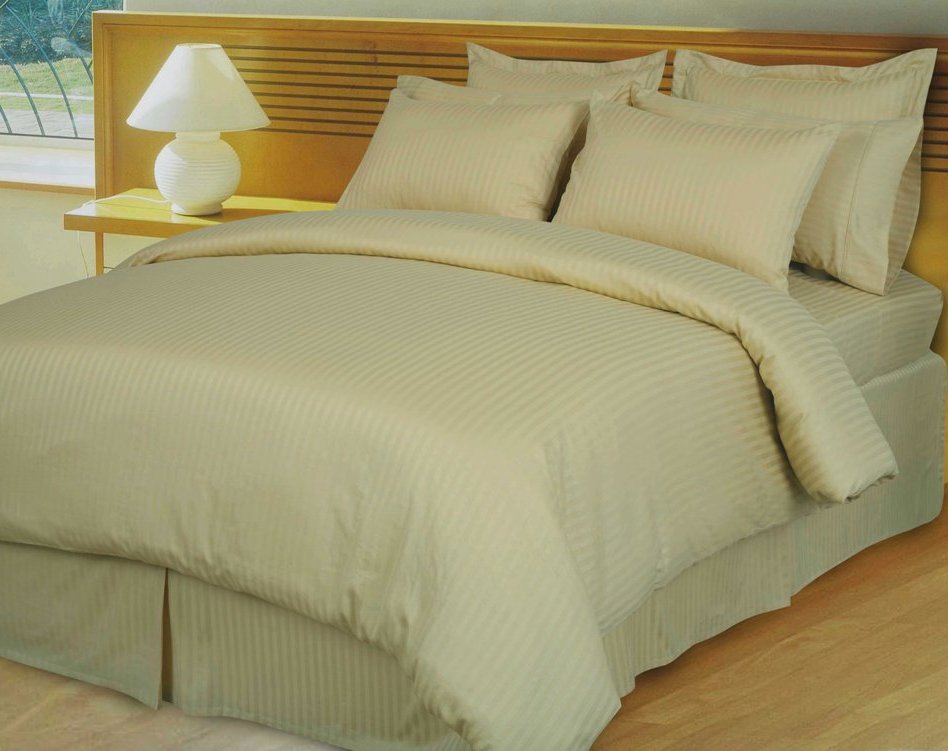 Beige/Tan Damask Stripe Down Alternative 4-pc Comforter Set, Egyptian ...