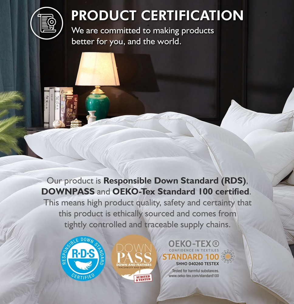 Luxurious King Size Goose Down Feather Fiber Comforter | Luxury Egyptian Linens