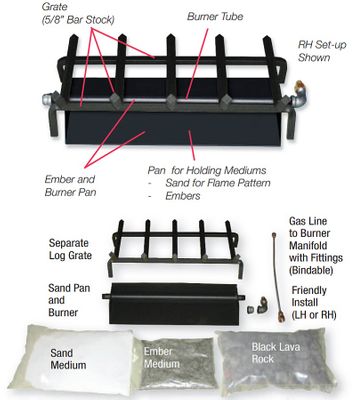 Aspen Industries Master Flame Natural Gas Fireplace Sand Burner