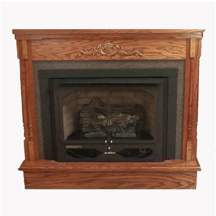 Buck Stove Classic Corner Fireplace Mantel with Model 384 Vent Free Gas ...