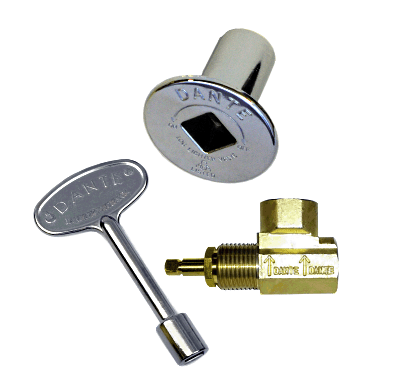 Dante 1/2 Inch Globe Gas Valve and Key Kit with Floor Plate - Angled