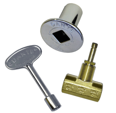Dante 1/2 Inch Globe Gas Valve and Key Kit with Floor Plate - Straight