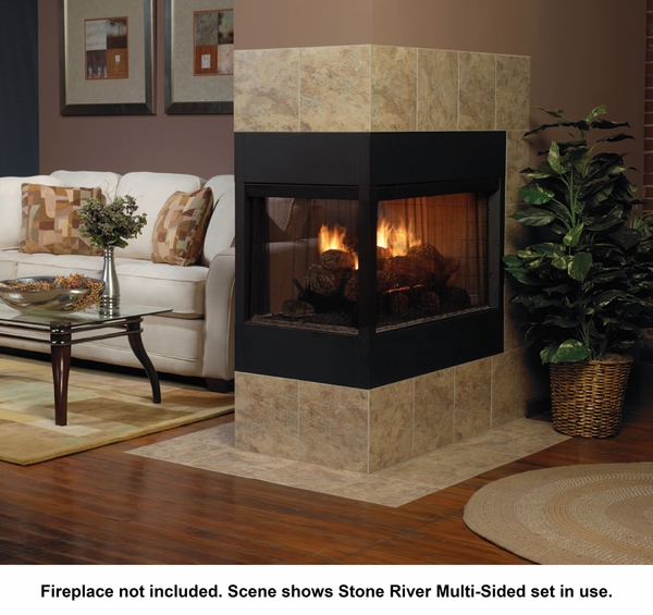 Empire 24" Multi-Sided Stone River Ceramic Fiber Ventless Propane Gas ...