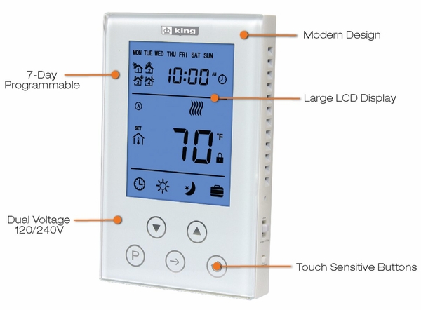 King Electrical Clear Touch Programmable Thermostat