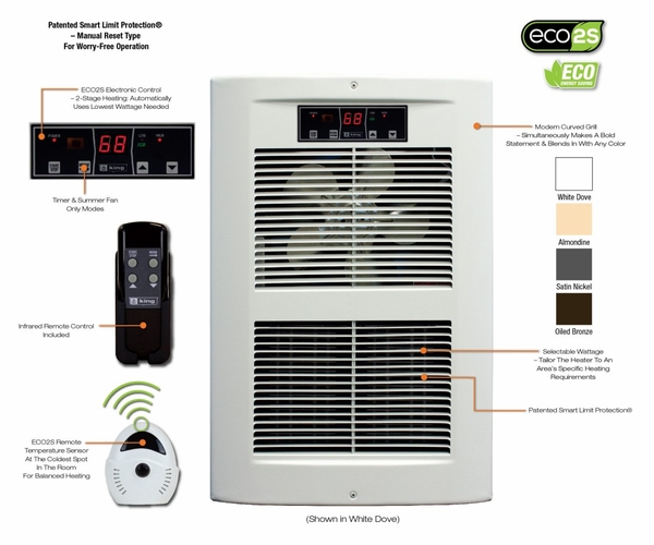 King Electrical ECO2S Electronic Pic-A-Watt Large Wall Heater