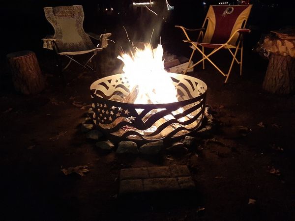 P&D Metal Works American Flag Wood Burning Fire Ring