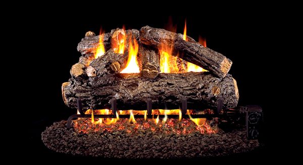 Real Fyre 18" Rustic Oak Designer Vented Natural Gas Logs Set - Match Light
