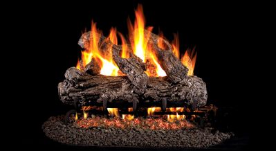 Real Fyre 18" Rustic Oak Vented Natural Gas Logs Set - Match Light