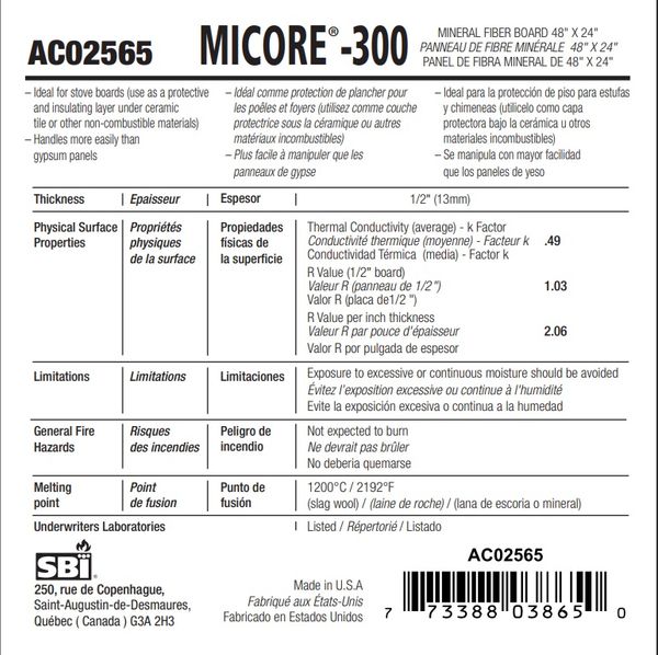 SBI Micore-300 Mineral Fiber Insulation Board - Pack of Four