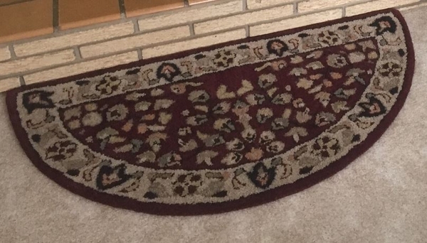 UniFlame Red and Beige Half-Round Wool Hearth Rug