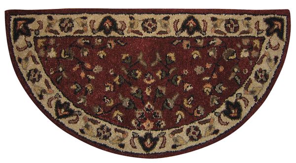 UniFlame Red and Beige Half-Round Wool Hearth Rug
