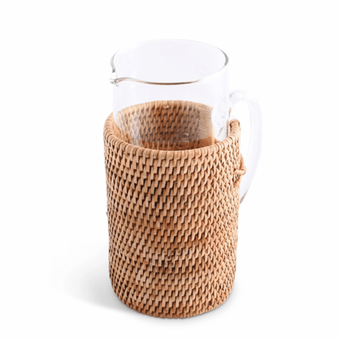 Anchor Wicker Rattan Glass Pitcher & Cover - Ocean Offerings