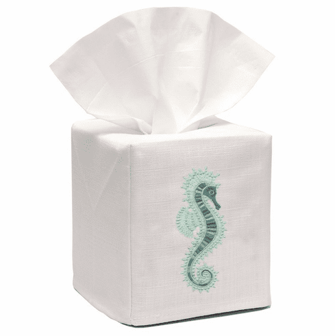 Aqua Seahorse Tissue Box Cover