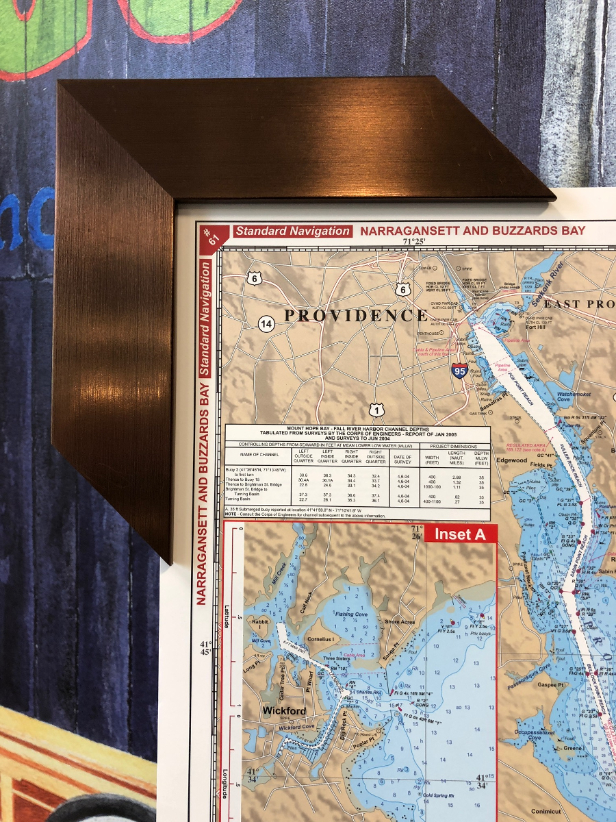 Framed Boston Harbor Nautical Chart - Ocean Offerings