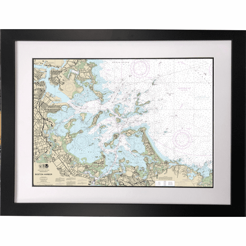 Framed Boston Harbor Nautical Chart - Ocean Offerings