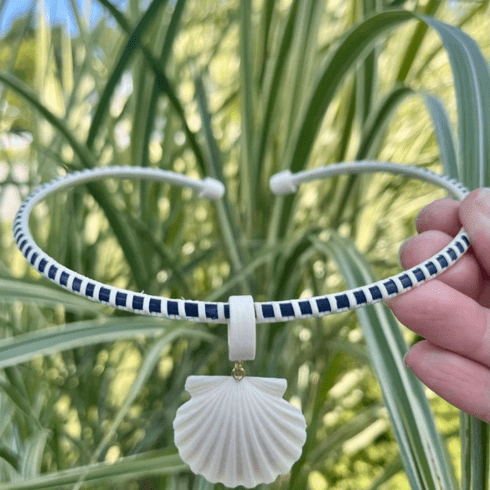 Nantucket Weave Necklace w/ Scallop Shell Pendant - Ocean Offerings