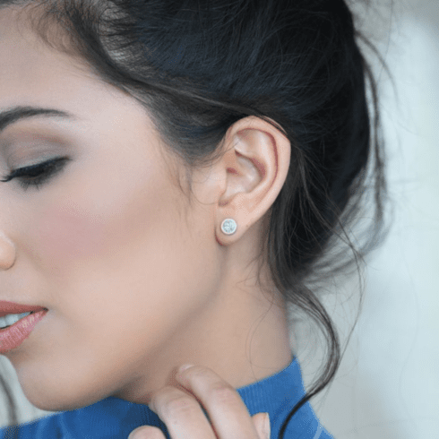 Nutmeg Shell - August Birth Month Stud Earrings|Sterling Silver