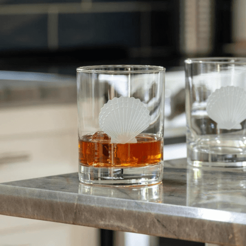 Scallop Shell Double Old Fashioned Glass - Ocean Offerings