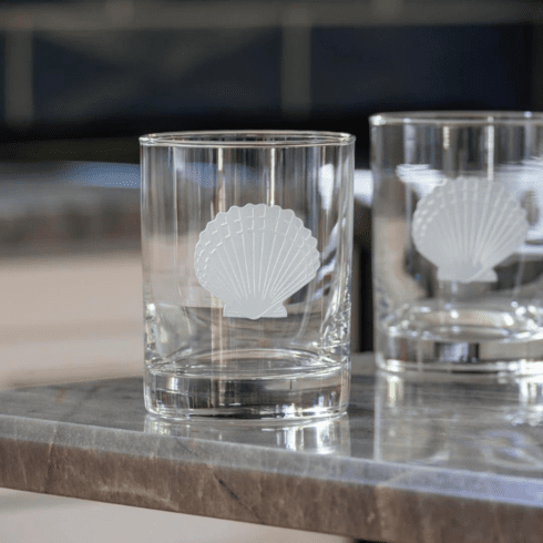 Scallop Shell Double Old Fashioned Glass - Ocean Offerings