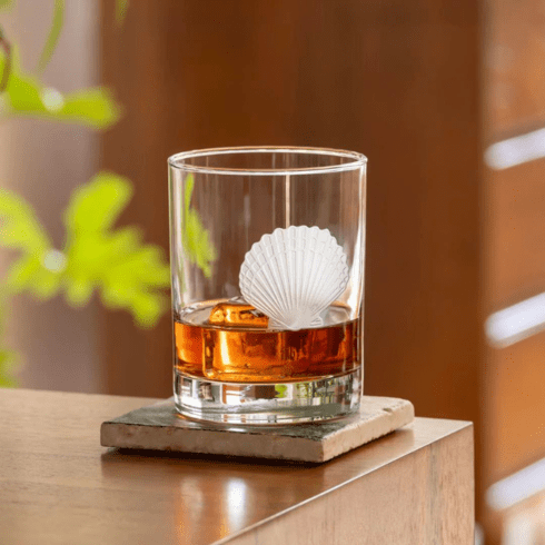 Scallop Shell Double Old Fashioned Glass - Ocean Offerings