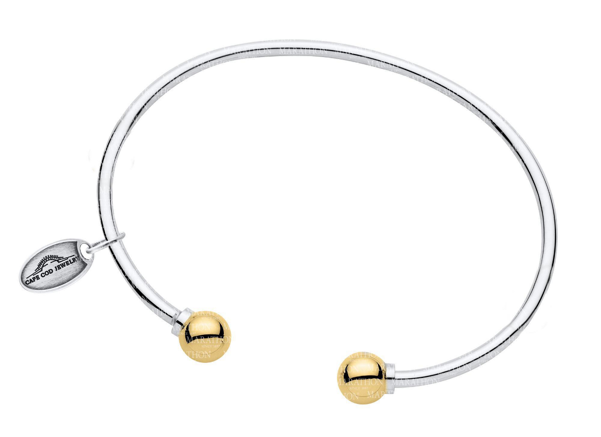 LeStage Cape Cod Sterling & 14K Yellow Gold Double Ball Open Cuff