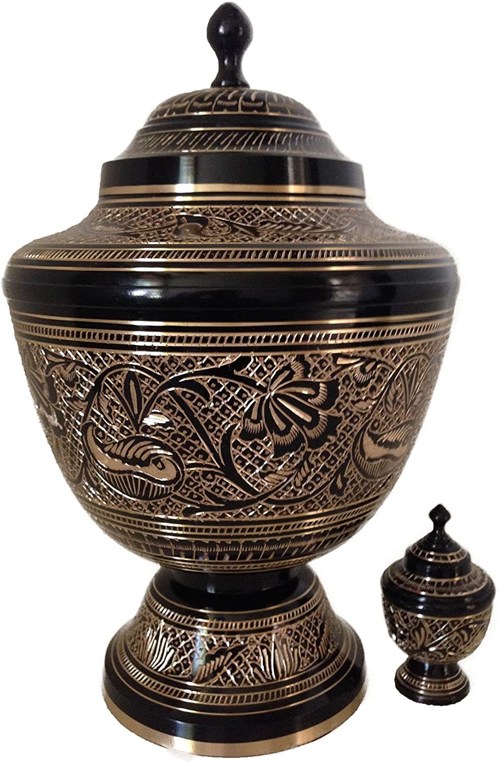 Black Engraved Cremation Urn