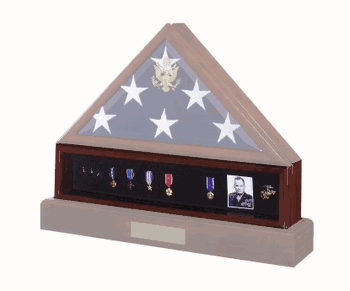 Cherry Wood Medal Flag Display Case