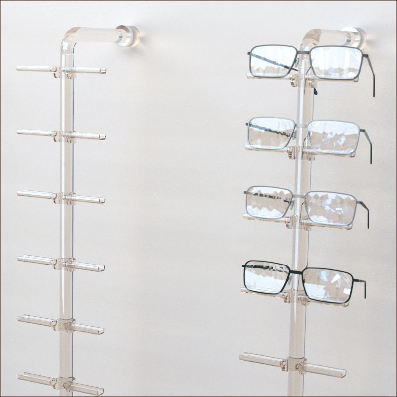 DWY-FL: Acrylic Wall Mount Eyewear & Optical Display Rod W/10, 12 or 14 ...