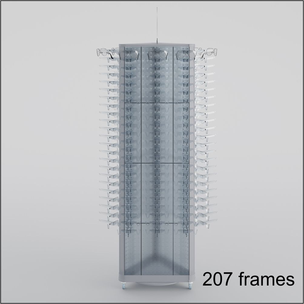 Three-Sided Floor-top Optical Frame Display on Wheeled Base - For 135 ...
