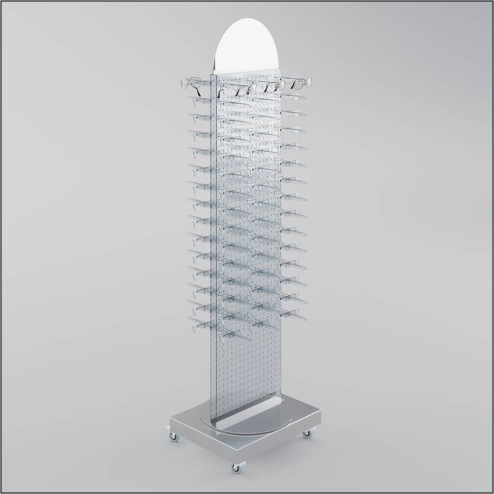 Rotating Two-Sided Optical Frame Floor Display on Wheels - For 90 or ...