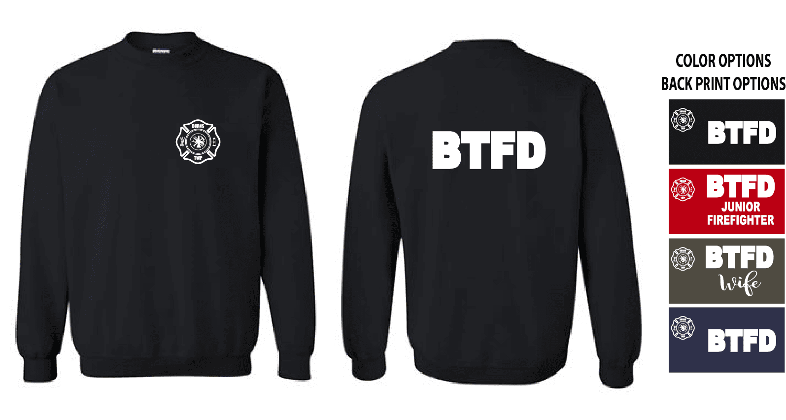 BTFD CREW NECK SWEATSHIRT - ADULT & YOUTH