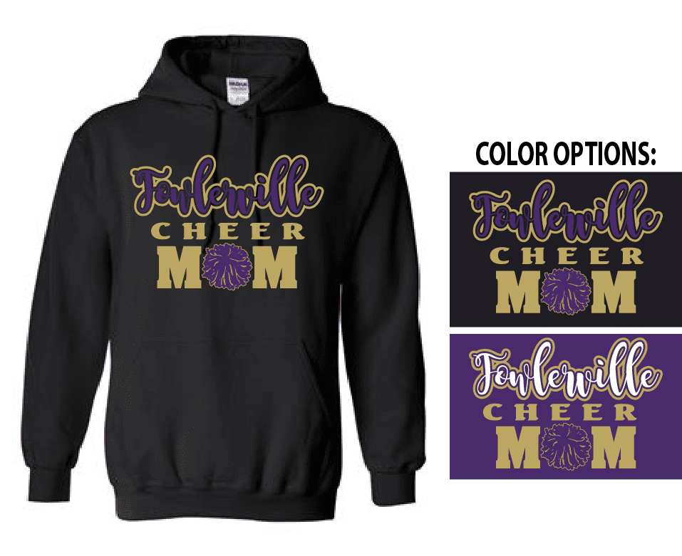 CHEER MOM HOODED SWEATSHIRT - GLITTER PRINT