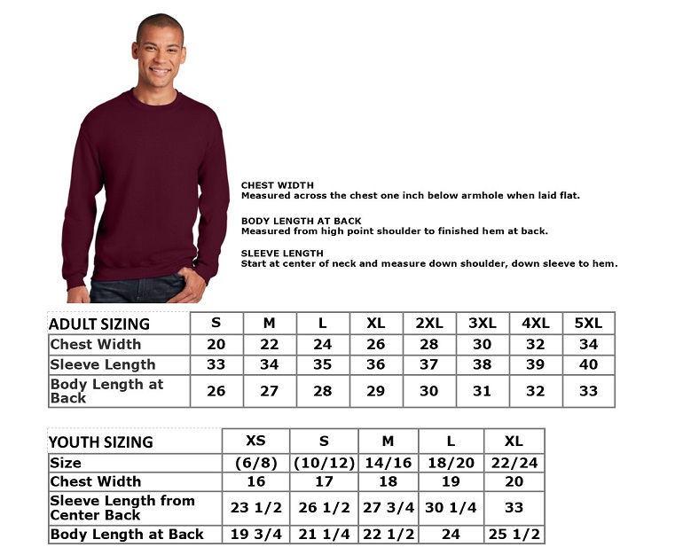 BASIC CREW NECK SWEATSHIRT - ADULT & YOUTH