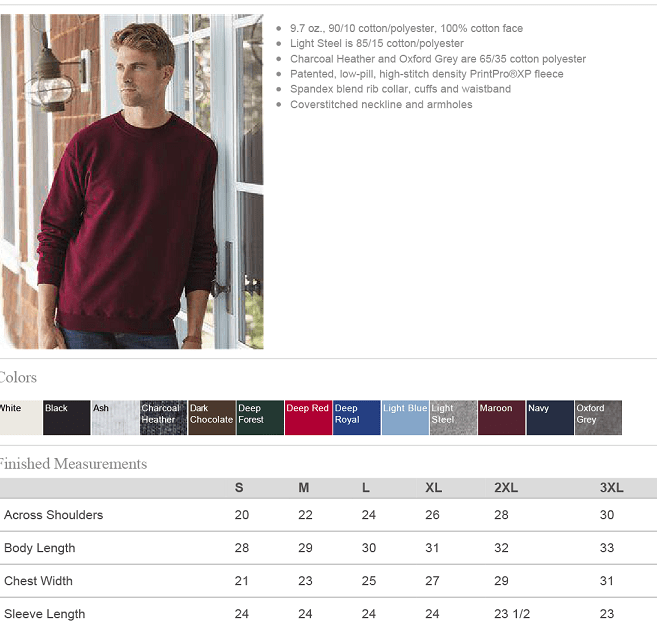 CREW NECK SWEATSHIRT - MEN'S SIZING