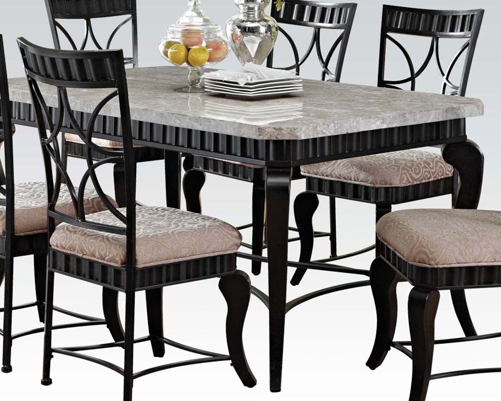 Acme Dining Set w/ White Marble Top Table Lorencia AC70294SET