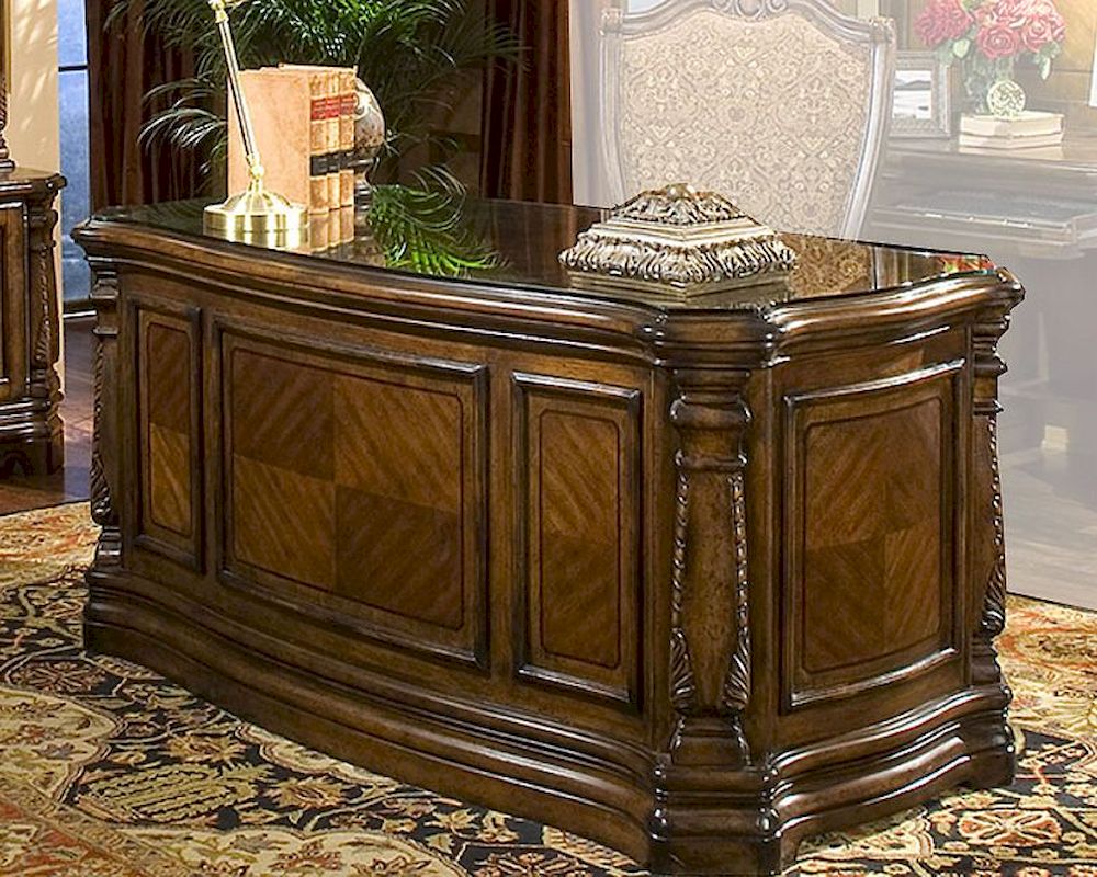 AICO Executive Desk Windsor Court in Honey Walnut AI-70207