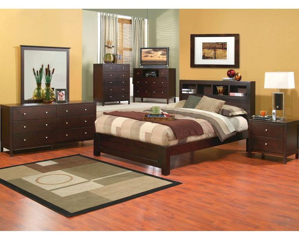 Alpine Bedroom Set w/ Bookcase Headboard Solana ALSKSETBC