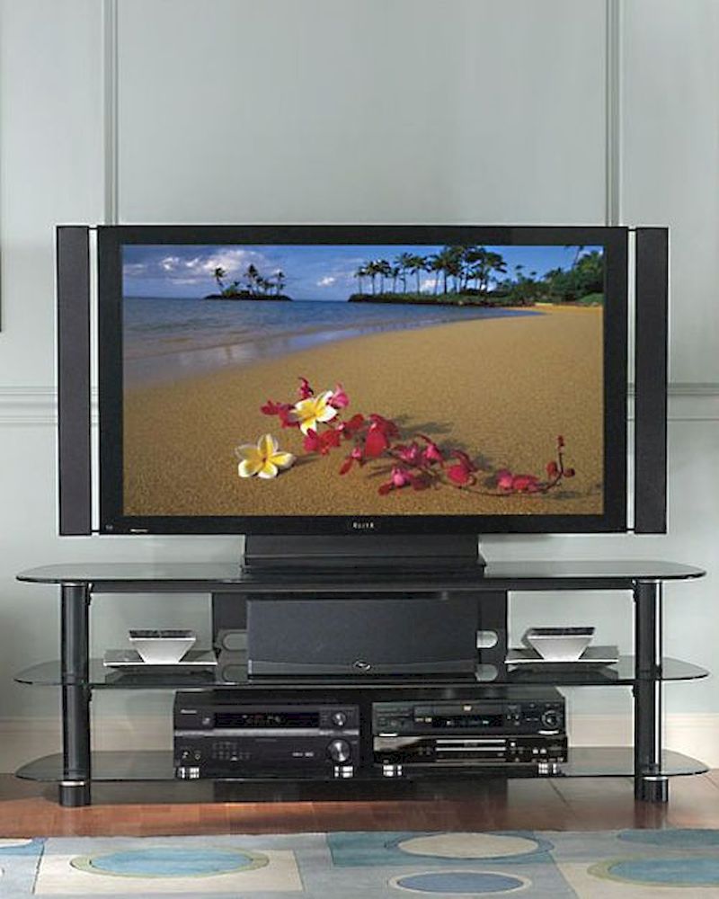 Bello - Deep Black Glass and Metal TV Stand BE-PVS-4216