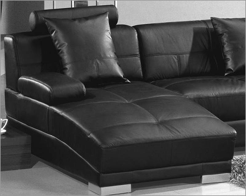 Black Modern Leather Sectional Sofa Set 44L3334