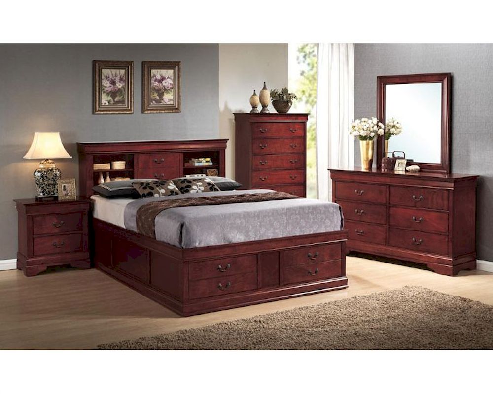 Coaster Louis Philippe Bedroom Set w/ Storage in Cherry CO-200439Set