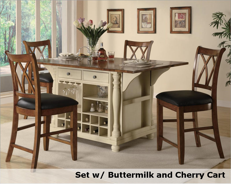 Coaster Two-Tone Kitchen Island Set Kitchen CArts CO-102270-71Set