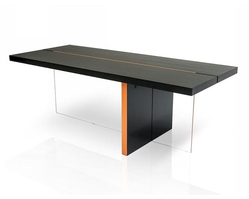 Contemporary Black Oak Floating Dining Table 44D167T